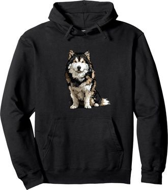 Whyitsme Design Alaskan Malamute Hund Illustration Pullover Hoodie