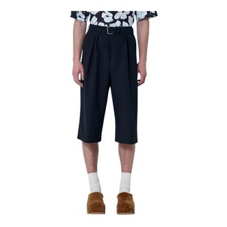 Dries Van Noten Plissierte Wollhose in Kniel&auml;nge - - Shorts - Herren - Schwarzk - L