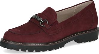 Caprice Caprice Damen Slipper aus Leder mit Zierschnalle, Rot (Bordeaux Nub), 36 EU