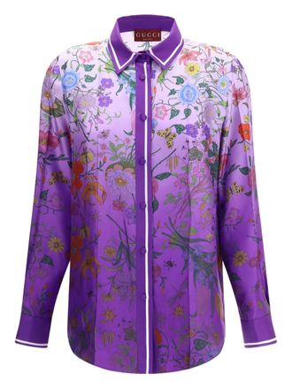 Gucci Hemd mit Blumen-Print - Violett