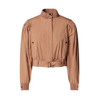 Chlo&eacute; Femme, Vestes, Brun, Taille: 34 FR Veste en popeline de coton &agrave; ceinture fronc&eacute;e