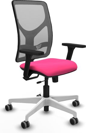 Piqueras y Crespo Schreibtischstuhl mit Rollen, Rosa, mit 3D-Armlehnen, h&ouml;henverstellbare Lendenwirbelst&uuml;tze, ausgestattet mit Syncro/Traslack und Schneideschaum, Grau/