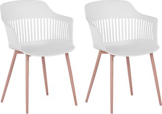 Beliani 2er Set Esszimmerstuhl in Weiß aus Kunststoff Bereca