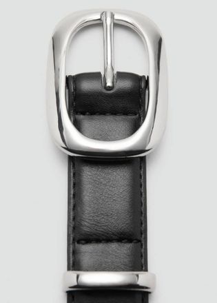 Mango Ceinture boucle carr&eacute;e noir - Femme - XL - MANGO