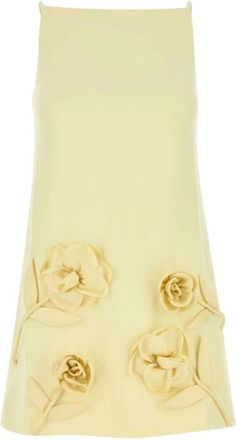 Self Portrait Femme, Robes, Jaune, Taille: 34 FR Robe Mini en Cr&ecirc;pe Jaune Pastel