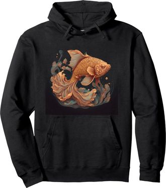 Freestyle Surrealismus Japanische Malerei Goldfisch Pullover Hoodie