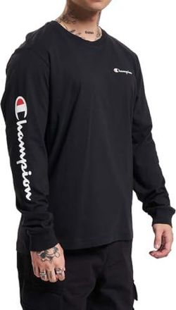 Champion Legacy American Classics Maxi Logo L-s Crewneck T-Shirt &agrave; Manches Longues, Nero, XL Hommes