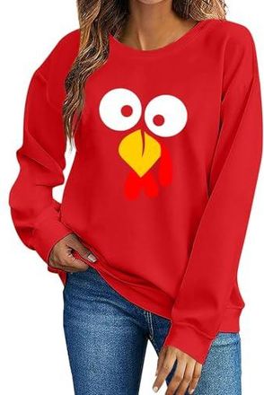 Generic Haut tendance pour femme décontracté à manches longues et col rond, doux et confortable, coupe ample, pour un usage quotidien, pull fin pour femme, Sw