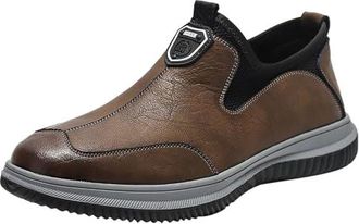 Generic Baskets en cuir &agrave; enfiler pour homme, chaussures de conduite plates l&eacute;g&egrave;res et respirantes, chaussures bateau r&eacute;tro, tendance, chaussures basses d&eacute;con