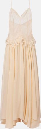 Blumarine Maxikleid aus Georgette mit Spitze