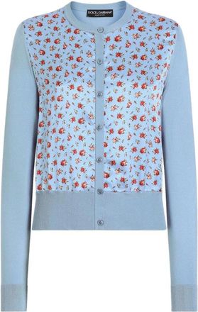 Dolce & Gabbana Femme, Pulls, Bleu, Taille: 38 FR Cardigan &agrave; imprim&eacute; floral