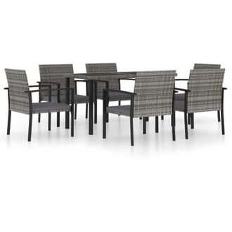 vidaXL 7-tlg. Garten-Essgruppe Poly Rattan Grau - Vidaxl