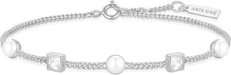 Ania Haie Armband - 925er Sterlingsilber Cube and Pearl - Gr. ONESIZE - in Silber - f&uuml;r Damen