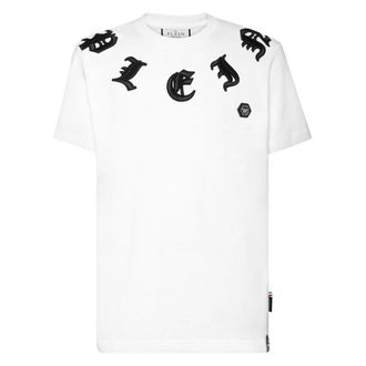 Philipp Plein Homme, Tops, Blanc, Taille: 5XL T-shirt Col Rond SS Gothic