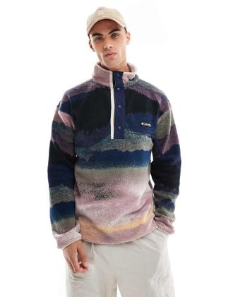 Columbia Helvetia II - Polaire imprim&eacute;e avec demi-patte &agrave; boutons-pression - Bleu-Multicolore