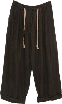 Ziggy Chen Homme, Pantalons, Brun, Taille: M Pantalon Large &agrave; Revers