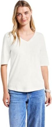 Street One 3226714 T-Shirt &agrave; col en V, Blanc cass&eacute;, 46 Femmes