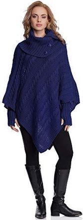 Merry Style Poncho V&ecirc;tement dhiver Femme N4293(Bleu Sombre, One Size)