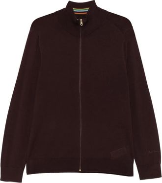 Paul Smith pull en laine mérinos à fermeture zippée - Rouge