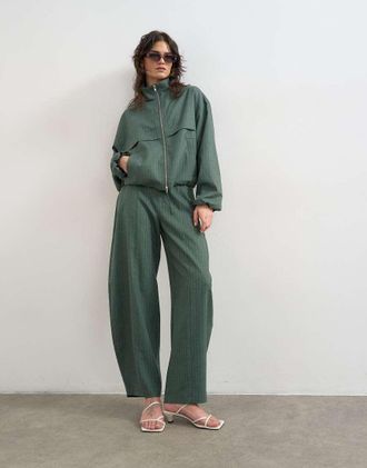 Topshop Pantalon densemble bouffant &agrave; rayures - Vert