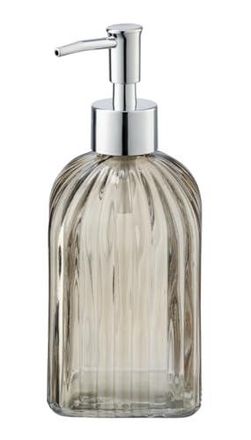 WENKO Fl&uuml;ssigseifenspender Vetro Braun, nachf&uuml;llbarer Seifenspender aus echtem Glas f&uuml;r ca. 520 ml Fl&uuml;ssigseife, eckiger Spender in trendiger Retro-Optik, i