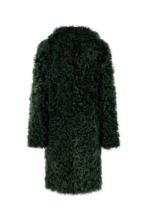 Prada Womens Green Fur Smeraldo Exterior: Shearling Giacche Pelle Jacket