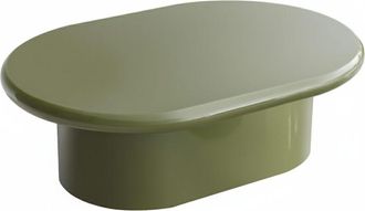 Oviala Table basse ovale 100 x 70 cm en MDF effet laqu&eacute; vert olive