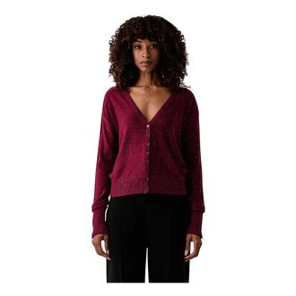 Patrizia Pepe Cardigan en m&eacute;lange de laine - Femme - Pulls - Violet - Taille: 38 FR
