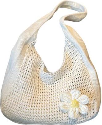Generic Sac à bandoulière en fil de coton pour femme - Motif floral - Style bohème, Abricot, Mittelgroße