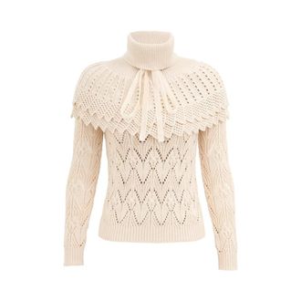 Zimmermann Femme, Pulls, Beige, Taille: 42 FR Hypnotic Ruffle Collar Sweater