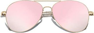 Sojos Classique Pilote Métal Cadre Lentille Lunettes de soleil Mirror avec Spring Charnières SJ1030 avec Cadre Or/Rose Lentille