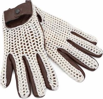Zerimar Gants courts en cuir tricoté pour homme | Accessoire en cuir élégant | Gants longs pour homme | Style pilote en cuir véritable |Braun| Taille 10