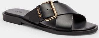 Coach Sandalette mit &Uuml;berkreuz-Riemen und Schnalle f&uuml;r Frauen in Schwarz, Gr&ouml;&szlig;e 5.5 | Leder