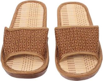 IFUNDOM Pantoufles Rotin Tress&eacute; L&eacute;g&egrave;res et Flexibles Sandales &eacute;t&eacute; Confortables pour Maison Absorption de Sueur et Protection des Couple Couleur Abricot