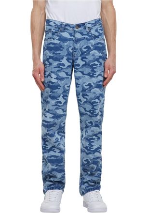 Urban Classics Herren Jeans Laser Camo Printed Jeans, Jeanshose für Männer im Camo-Muster, Regular Fit