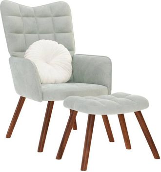 vidaXL Vidaxl - Chaise de relaxation avec tabouret Gris clair Velours