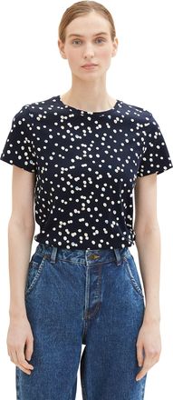Tom Tailor Damen 1037400 T-Shirt, 32649 - Navy Dot Design, XL