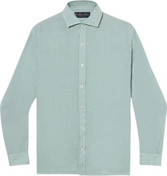 Brooks Brothers Homme, Chemises, Vert, Taille: 2XL Chemise en lin coupe ajust&eacute;e avec col italien