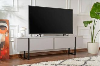 Dmora TV-Möbel Gussola 180x29,5x50h cm Grau, 1 Regal, 2 Fächer