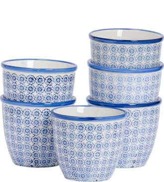 Nicola Spring Handgedruckte Pflanzent&ouml;pfe - 14cm - Marine - 6. Packung