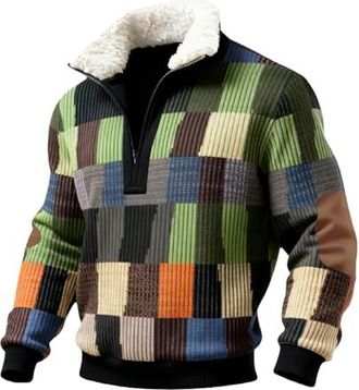 Generic Sweat-shirt à fermeture éclair 1/4 pour homme, col montant surdimensionné, pull à manches longues, pull chaud pour homme, sweat-shirt 1/4, coupe class