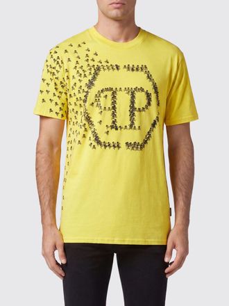 Philipp Plein T-shirt en coton avec logo Hexagon contrastant imprim&eacute; sur la poitrine