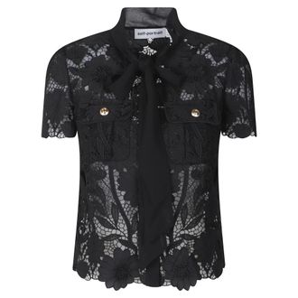 Self Portrait Spitzen-Krawattenbluse - - Blouses & Shirts - Damen - Schwarzk - XS