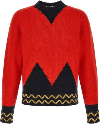 Marni Homme, Pulls, Rouge, Taille: XL Pull en laine avec intarsia M