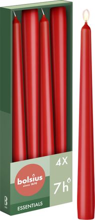 Bolsius Bolsius - Spitzkerzen - Rot - 12 St&uuml;ck - 245 x 24mm - L&auml;nge Brenndauer 7 Stunden