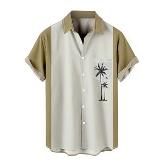 Generic Chemise hawa&iuml;enne d&eacute;contract&eacute;e &agrave; manches courtes pour homme, chemise d&eacute;t&eacute; d&eacute;contract&eacute;e pour homme, vacances, plage, f&ecirc;te, kaki, 5XL