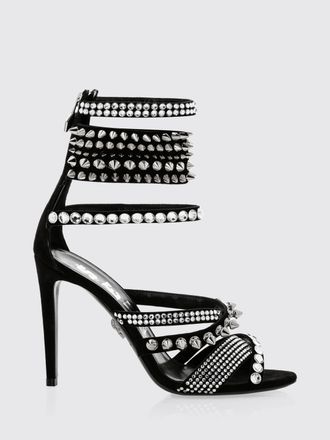 Philipp Plein Sandales &agrave; talons hauts en cuir su&eacute;d&eacute; avec cristaux et clous