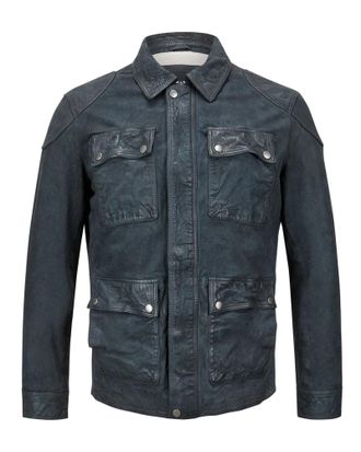Milestone Lederjacke MSLennard aus Lammnubuk in Fieldjacket-Optik in