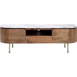 Kare Design Design Lowboard Grace, Braun, Sideboard, TV-Board, Mangoholz, Marmor Deckplatte, Stahl, Wohnzimmer, Schlafzimmer, 49x146x43 cm