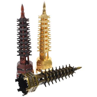 Valiclud 3 St&uuml;ck Wenchang Pagodenmodell aus Zinklegierung Vintage Metall Pagodenfigur Schreibtischdekoration f&uuml;r Zuhause und B&uuml;ro Feng Shui Turm Ornament